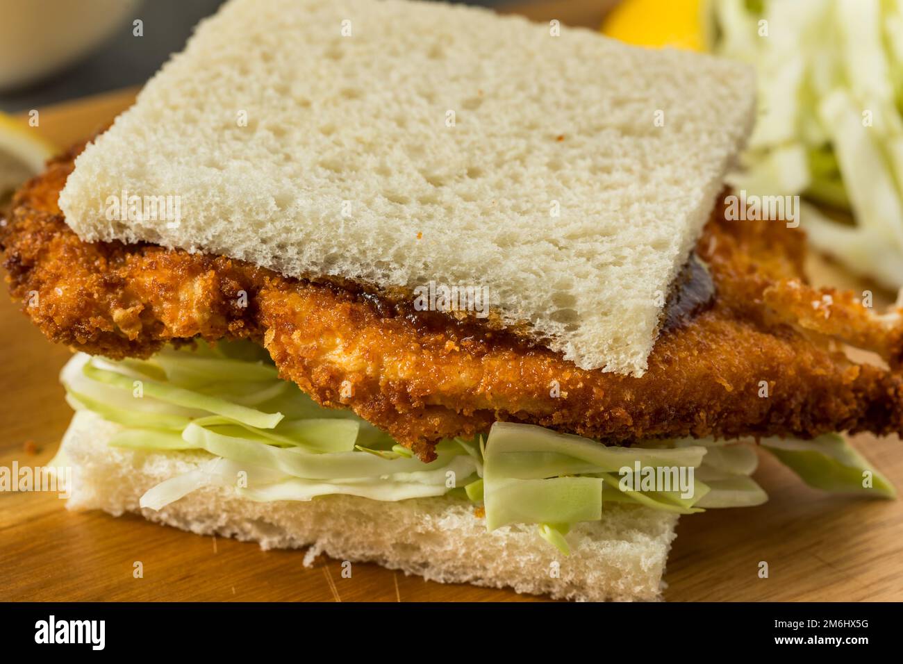 Homemade Japanese Chicken Katsu Sando Sandwich with Tonkatsu Sauce ...