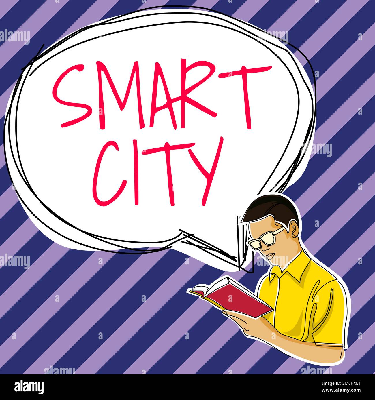 Conceptual caption Smart City. Word for urban area that uses different ...