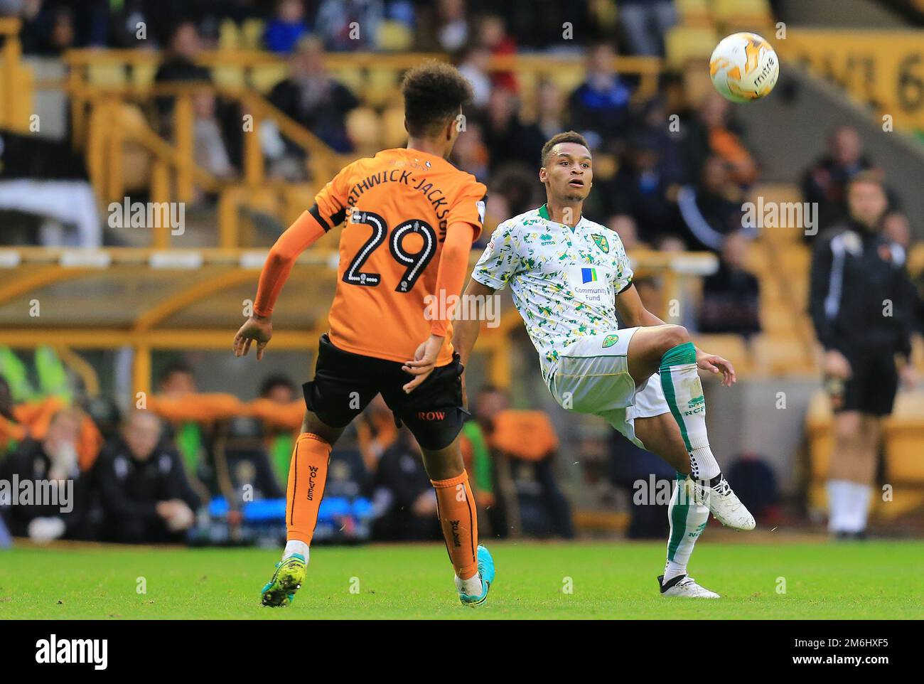 Jacob Murphy of Norwich City controls the ball - Wolverhampton ...