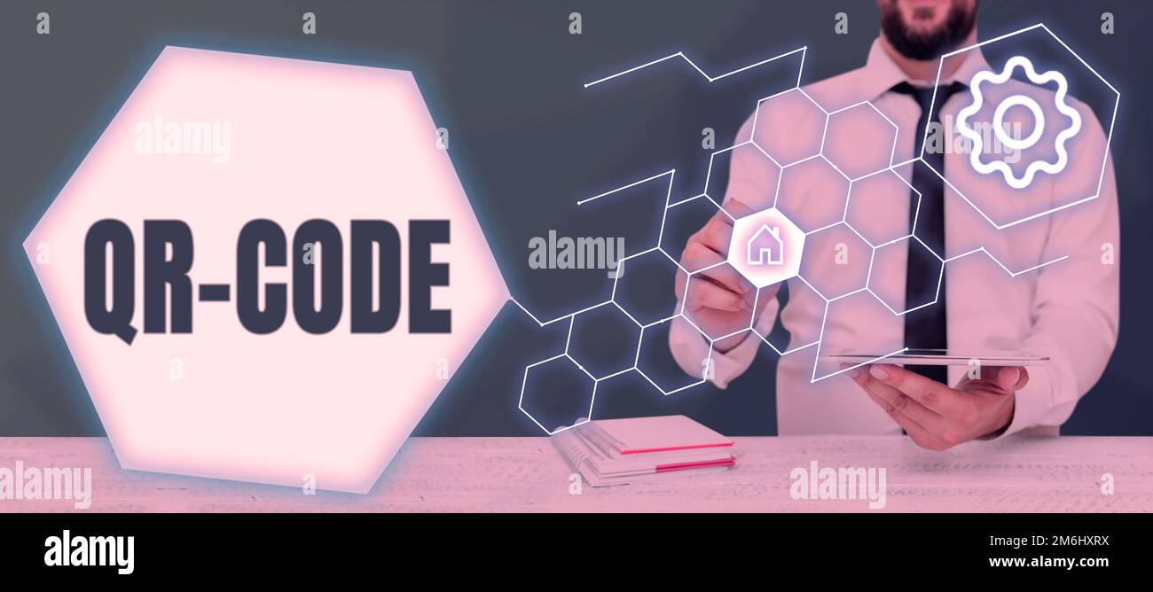 Writing displaying text Qr Code. Concept meaning the trademark for a ...