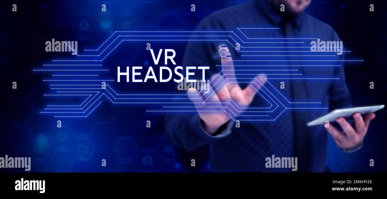 Conceptual display Vr Headset. Business concept head-mounted device ...
