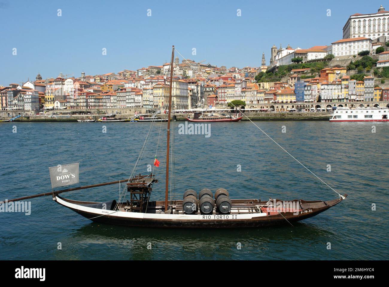 Traditional port wine transport boat with Porto Panorama - Portugal ...