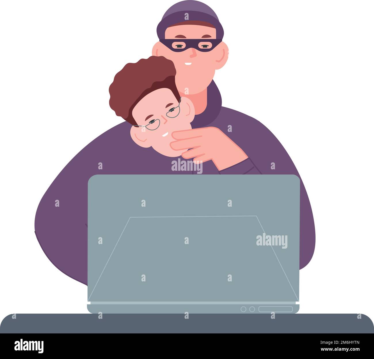 Cyber crime concept. Hacker with fake identity isolated on white background Stock Vector Image ...