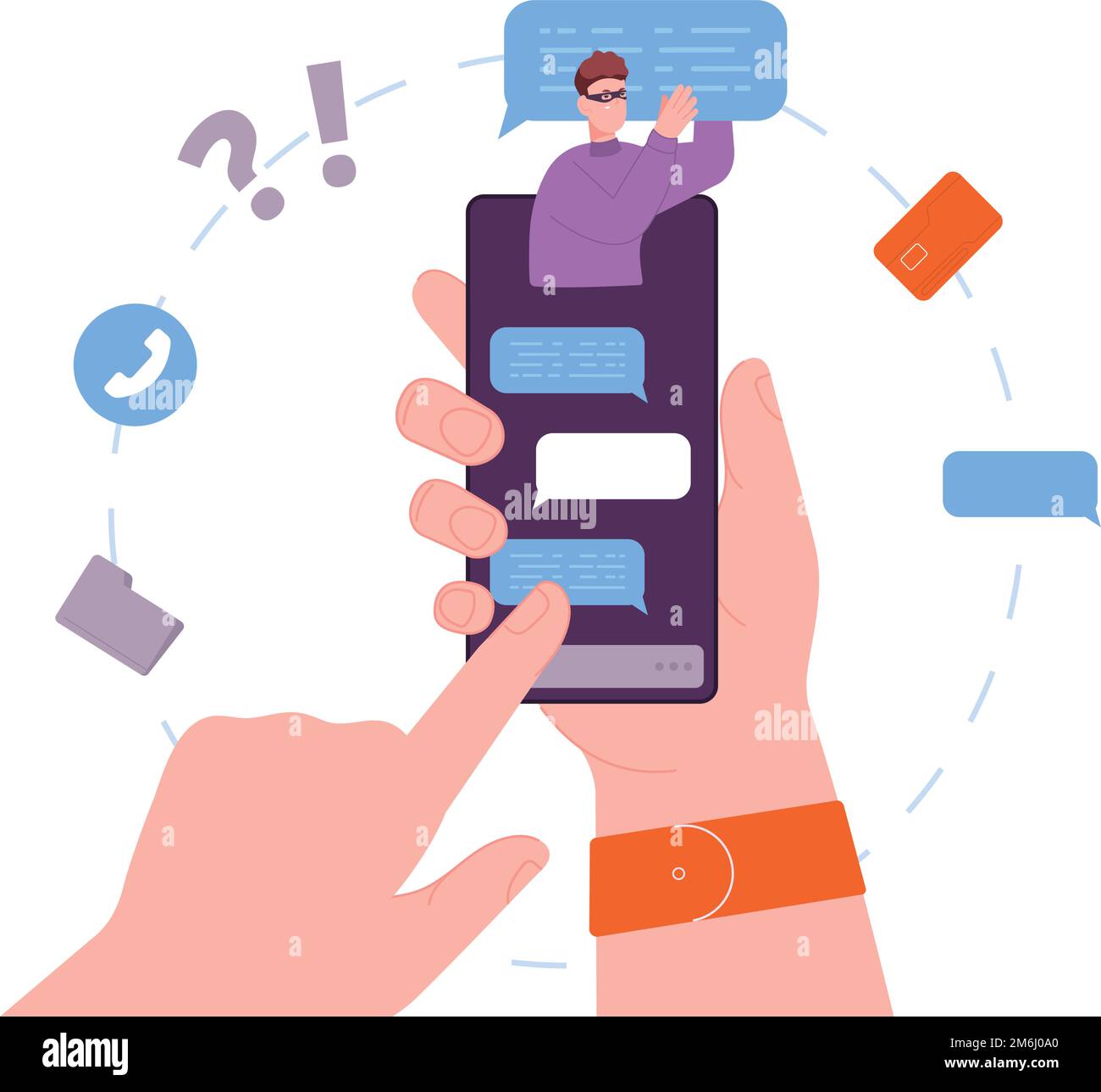 Cyber fraud in messenger. Hacker scam person in social media isolated ...