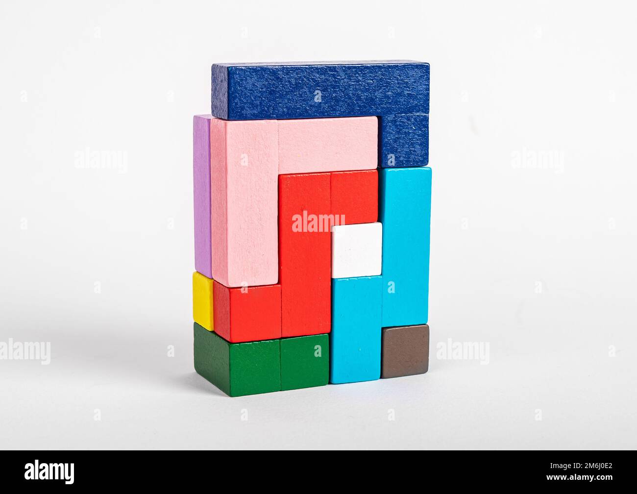 Colorful blocks toy in order. Montessori game with different geometric ...