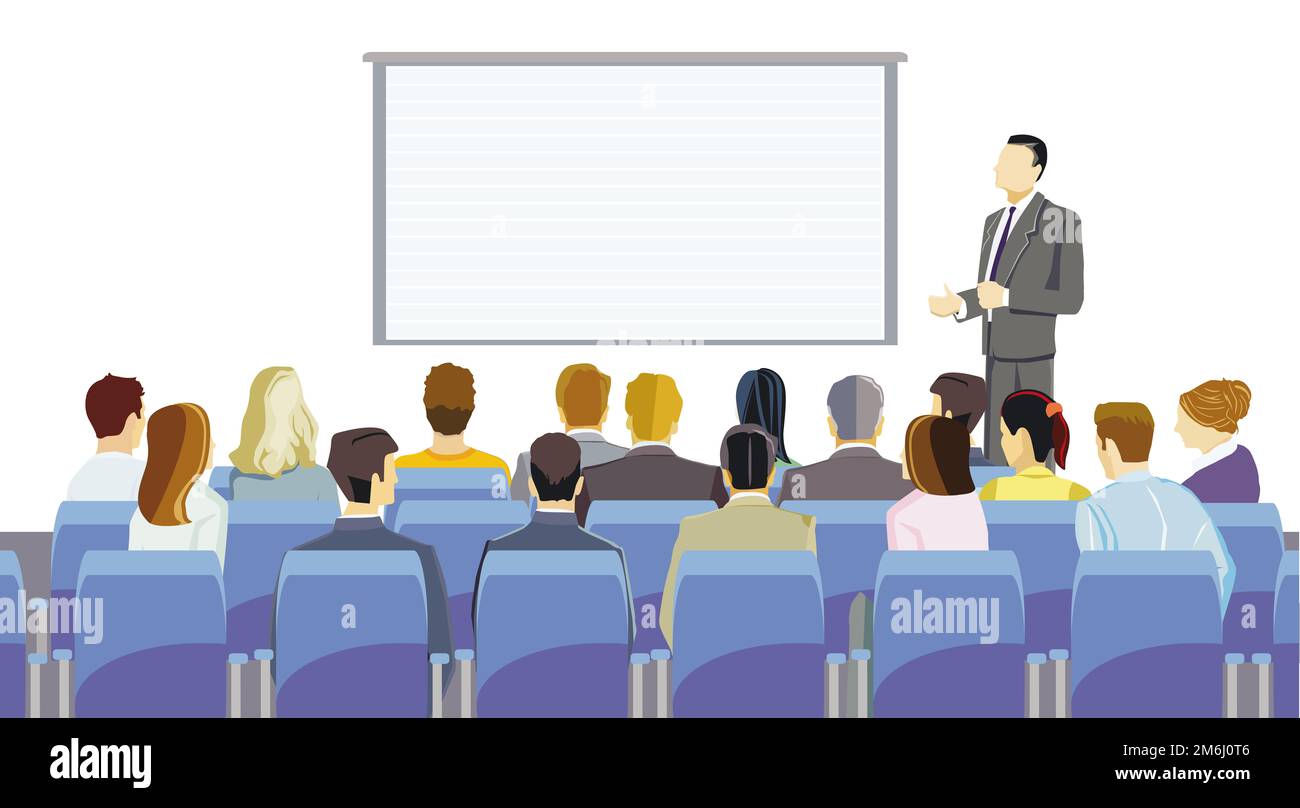 Business seminar, presentation, training, illustration Stock Photo - Alamy