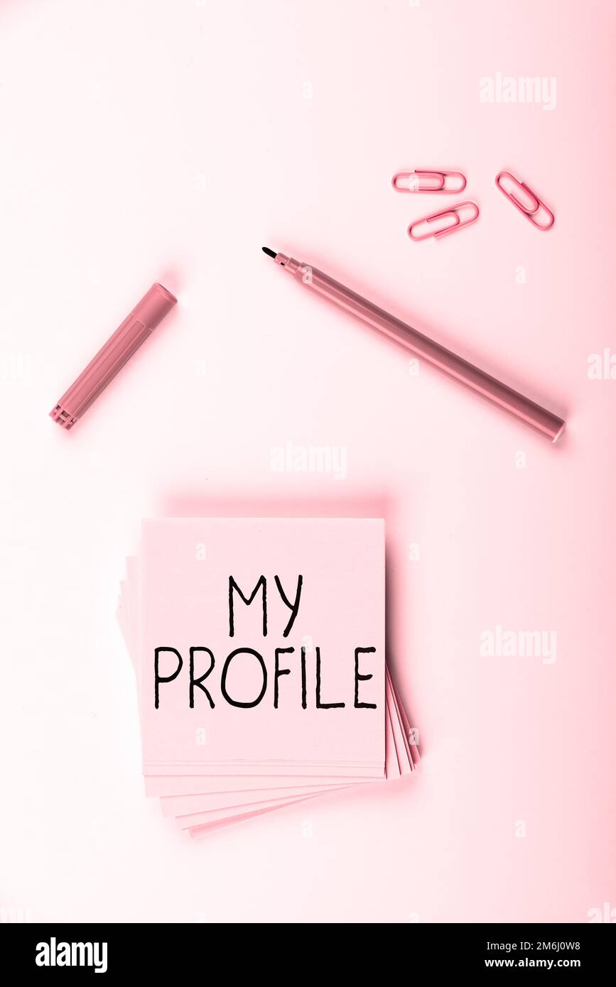 Text caption presenting My Profile. Word for record of your personal ...
