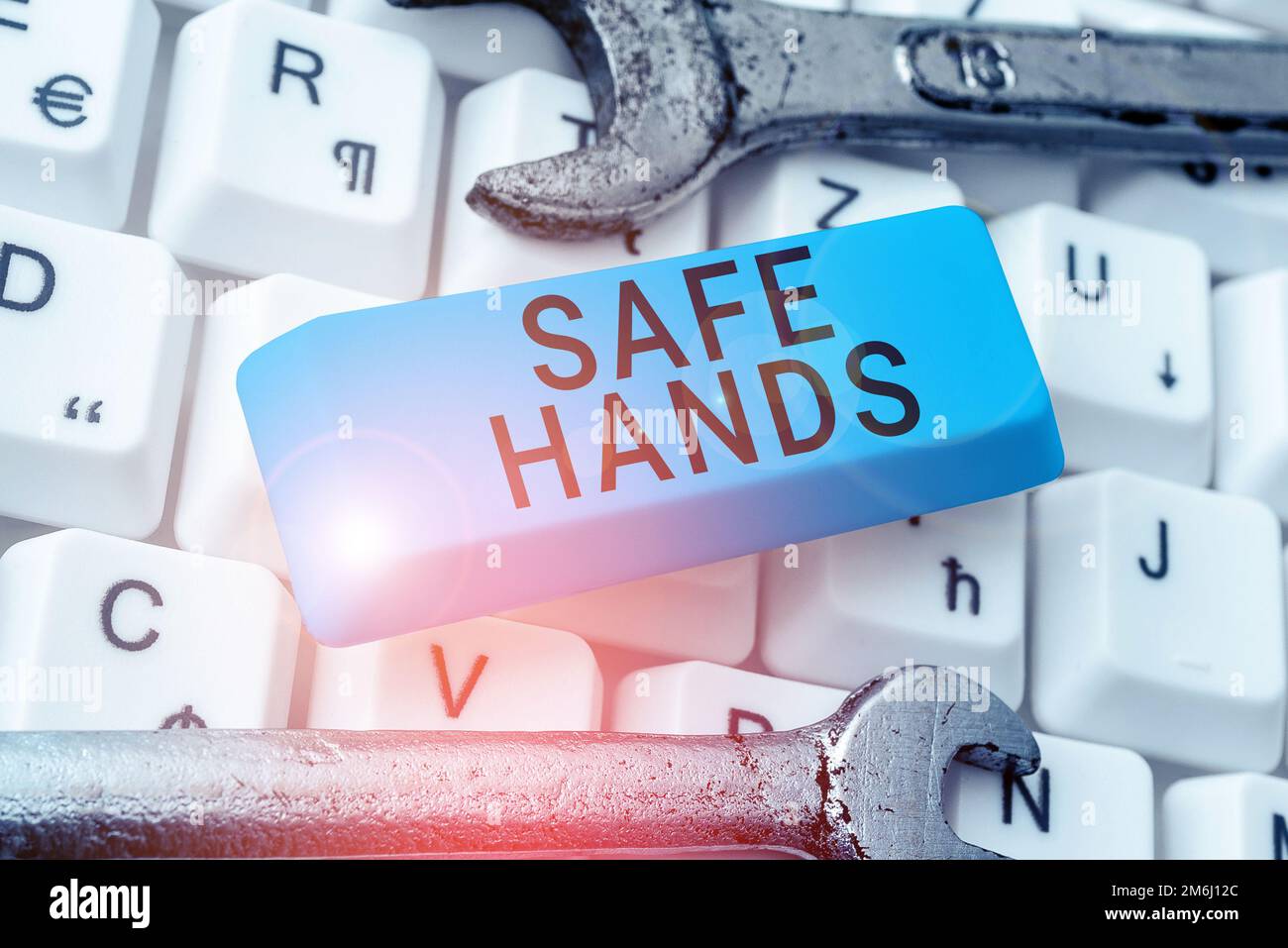 Handwriting text Safe Hands. Word Written on Ensuring the sterility and ...
