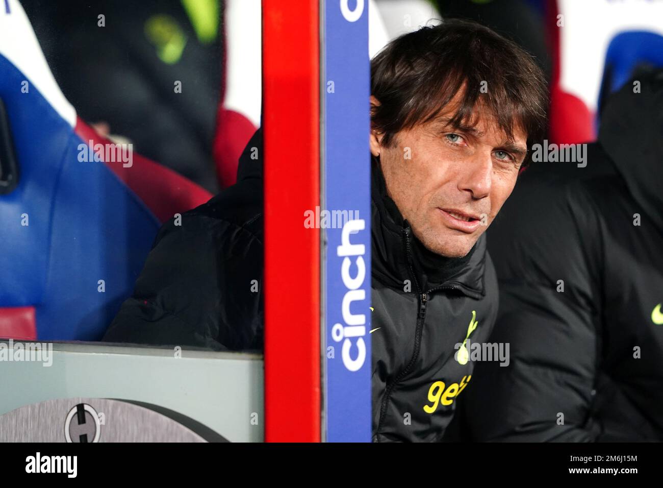 Tottenham Hotspur manager Antonio Conte in the dugout prior to kick-off ...