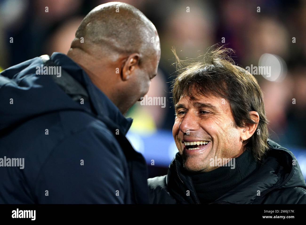 Tottenham Hotspur manager Antonio Conte (right) shake hands with ... Tottenham Hotspur manager Antonio Conte (right) shake hands with ...