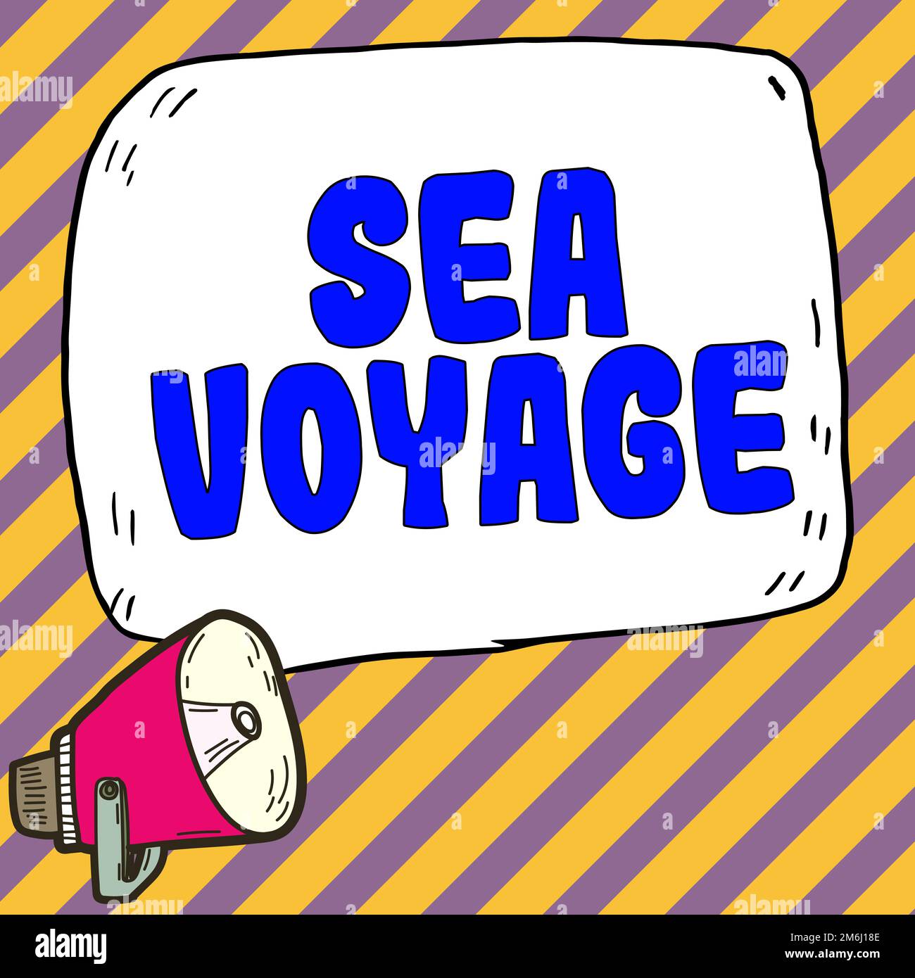 Conceptual display Sea Voyage. Word Written on riding on boat through ...