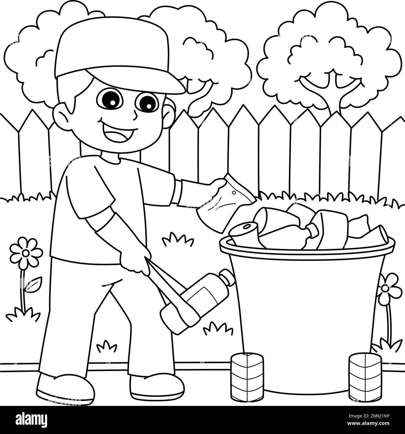 Kids picking up litter Stock Vector Images - Alamy