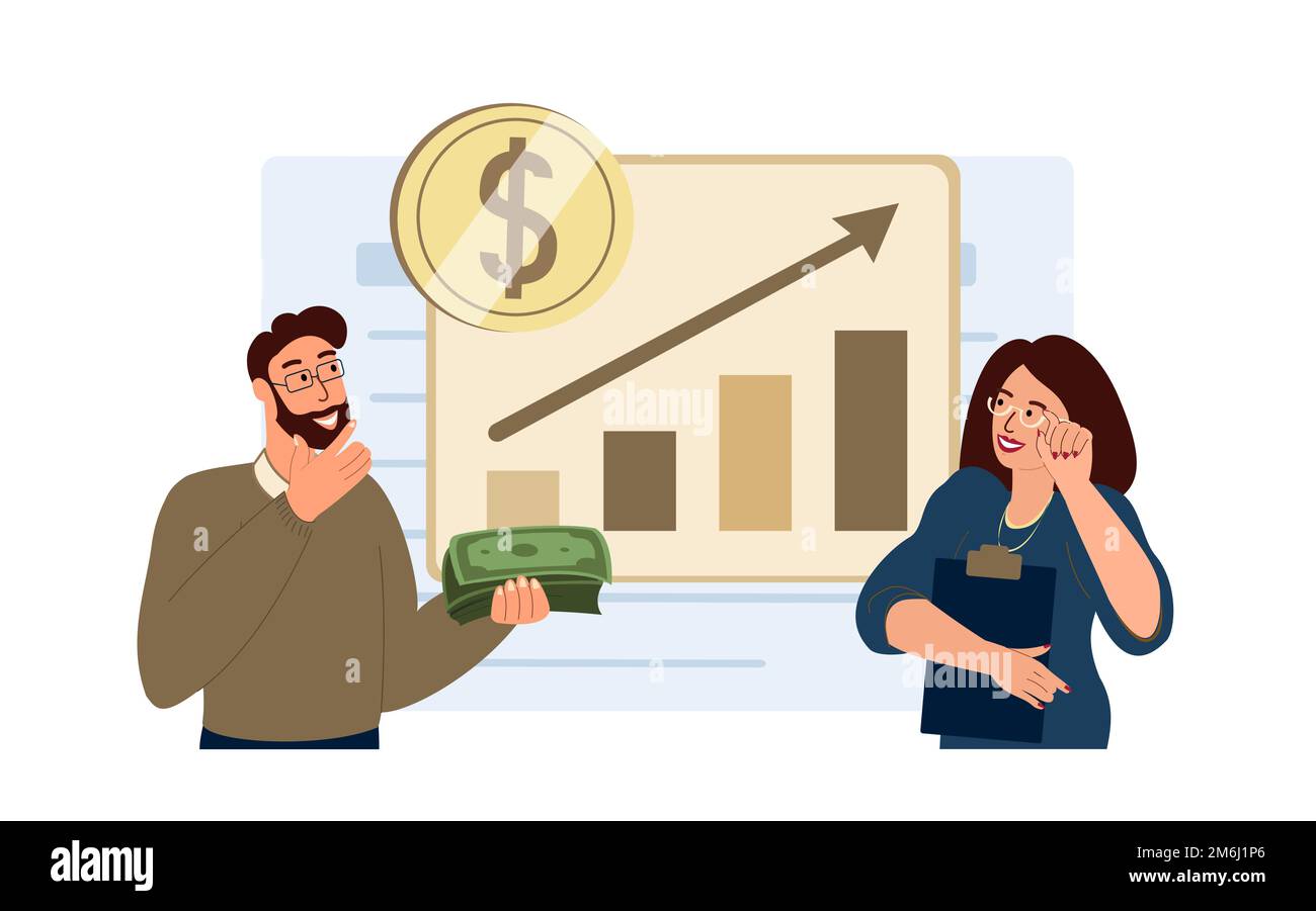 Business people, partners and coin, corporate revenue, earnings ...