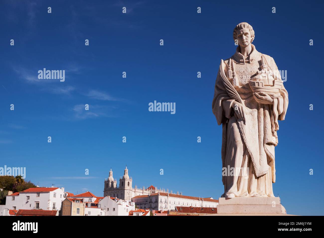 Panorama View - Santa Luzia viewpoint (miradouro) with a Statue, with ...