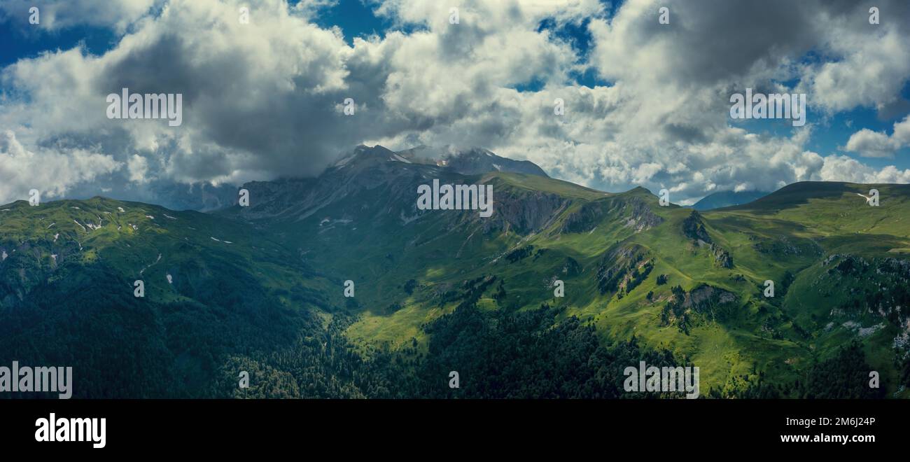 Aerial view of the caucasus mountains hi-res stock photography and ...