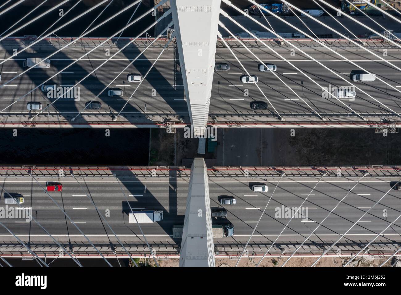 Cable-stayed bridge with cars Stock Photo - Alamy