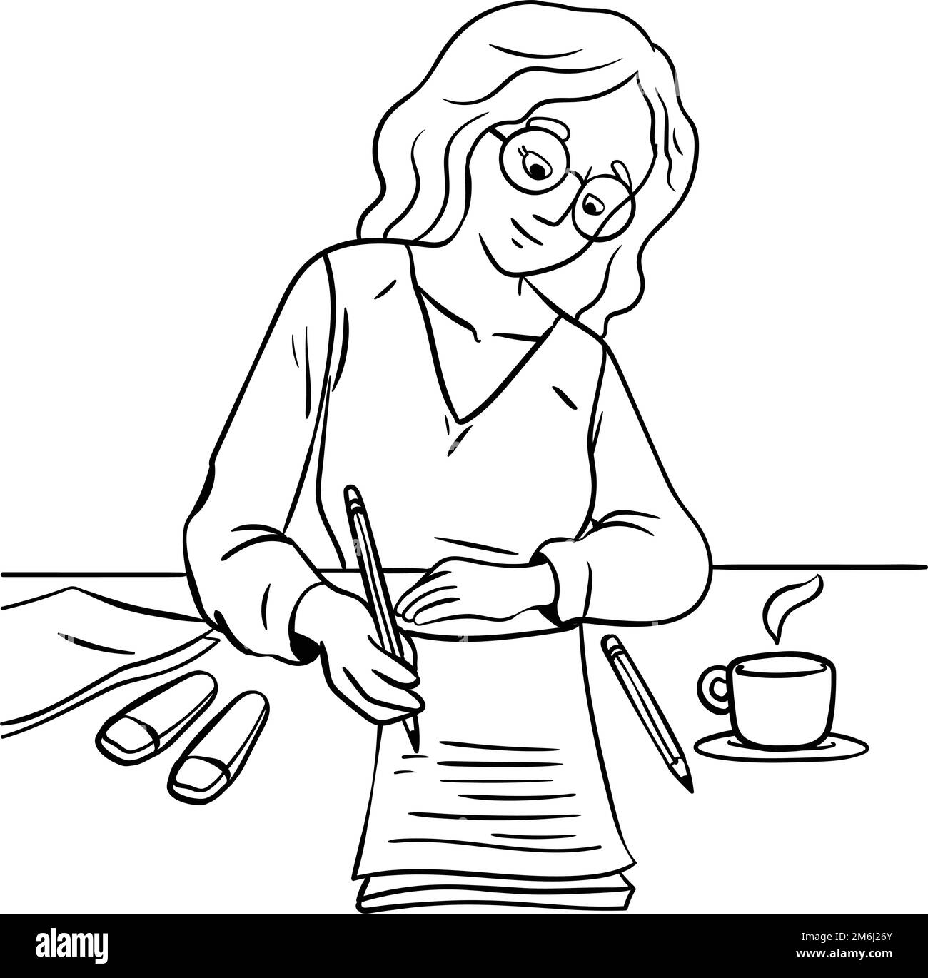 Author Isolated Coloring Page for Kids Stock Vector Image & Art - Alamy
