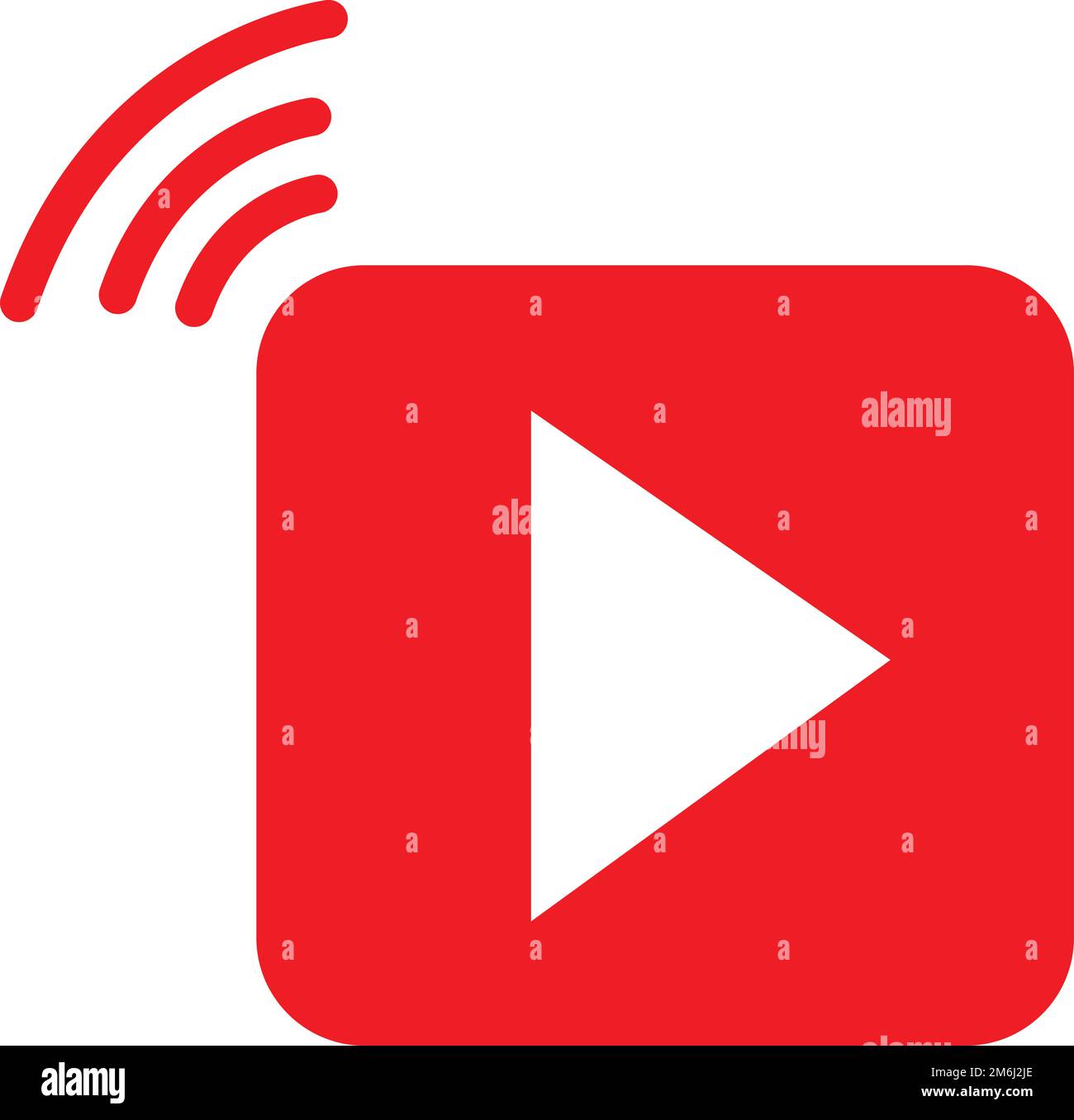 Video streaming play button shape, red broadcasting icon vector ...
