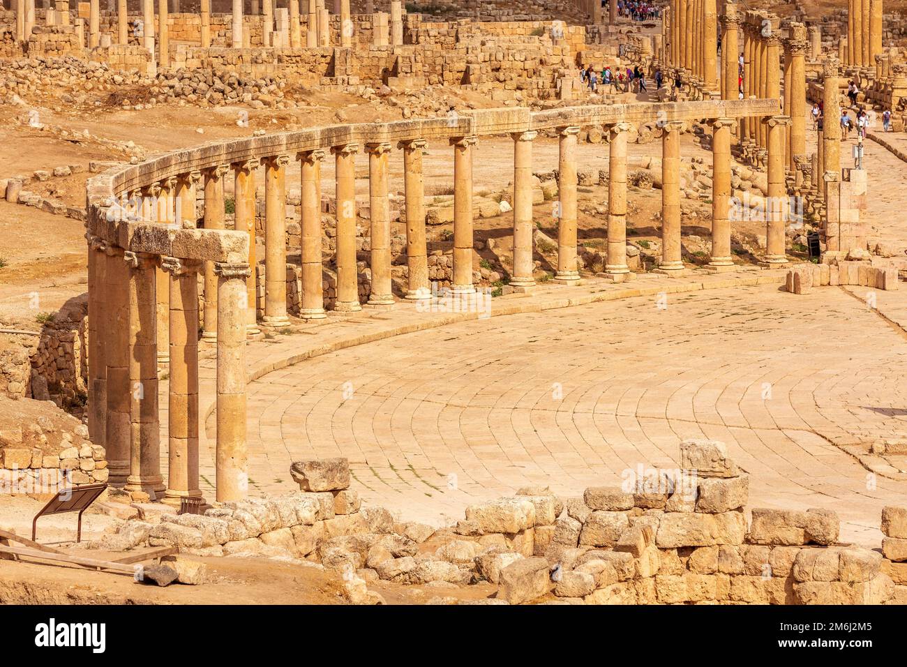 Jerash, Jordan - November 7, 2022: Square with row of Corinthian ...