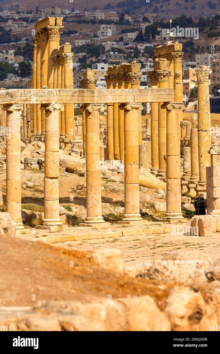 Jerash, Jordan - November 7, 2022: Gerasa ancient roman columns and ...