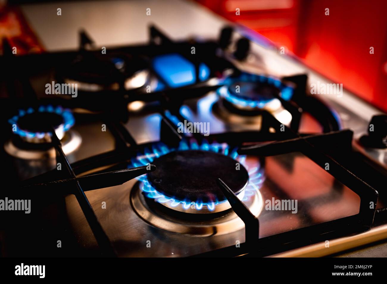 Kitchen gas burner flame Stock Photo - Alamy