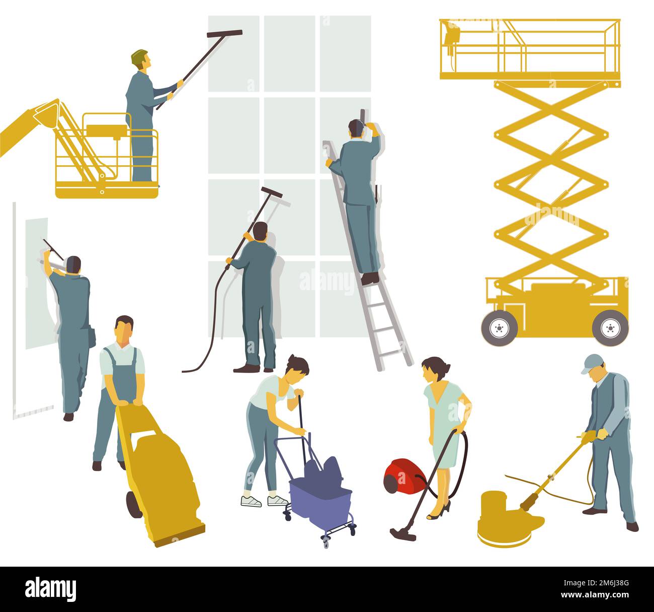Building cleaning, clean windows illustration Stock Photo - Alamy