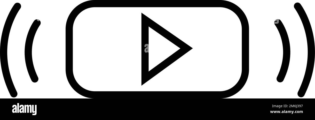 Video streaming icon, black play button shape. Broadcasting pictogram ...