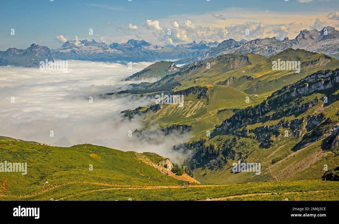 Alpine panorama Fronalpstock, Switzerland Stock Photo - Alamy