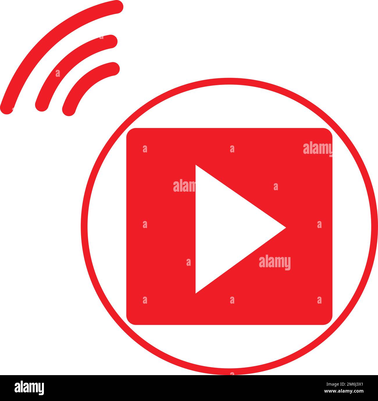 Video streaming play button shape, red broadcasting icon vector ...