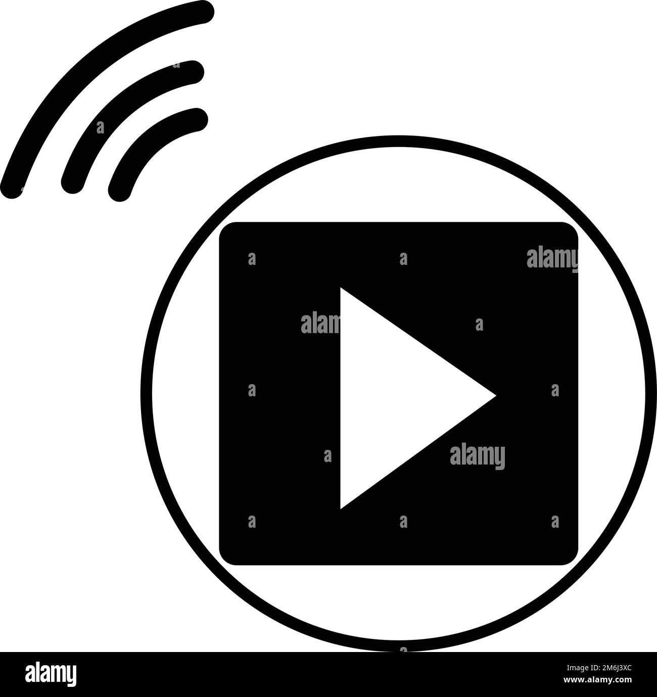 Video streaming play button shape, black broadcasting icon vector ...