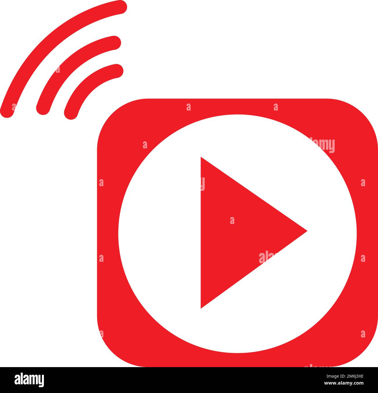 Video streaming play button shape, red broadcasting icon vector ...