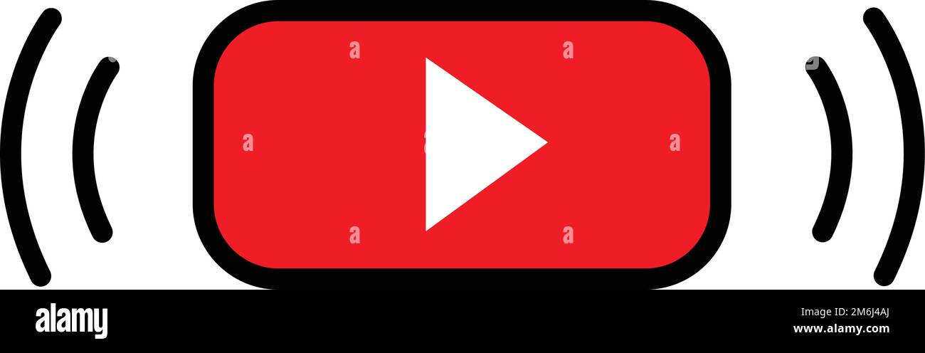 Video streaming icon, black play button shape. Broadcasting pictogram ...