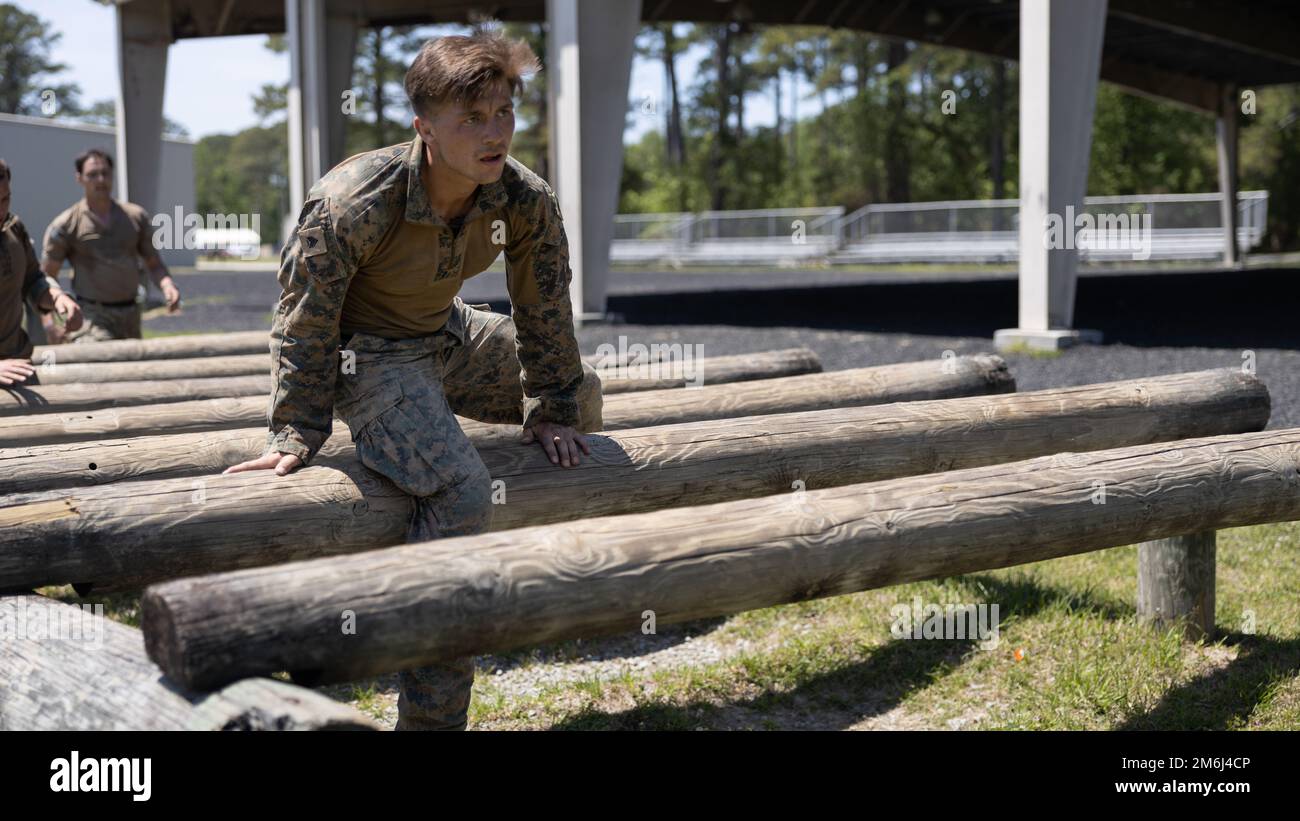 A U.S. Marine with 1st Battalion, 8th Marines, traverses the Devil Dog ...