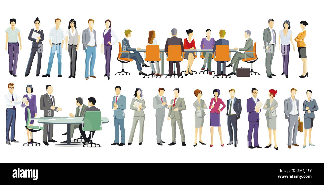 Team meeting, business consultation illustration Stock Photo - Alamy