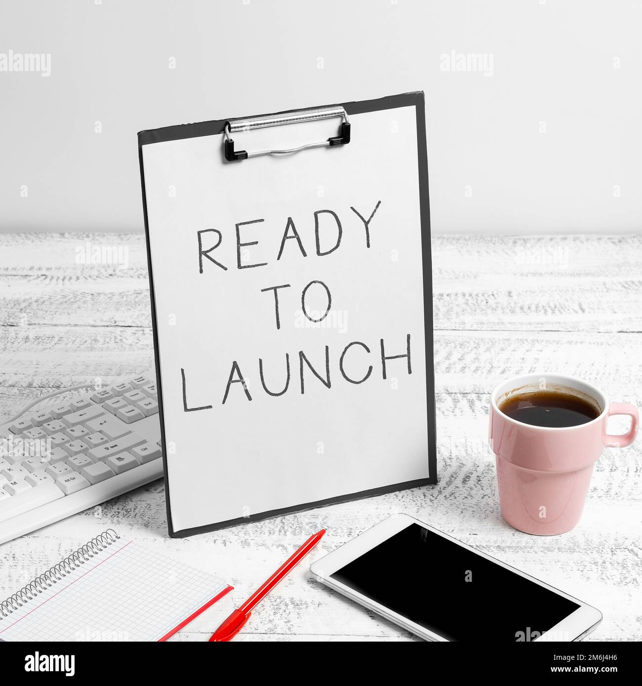Hand writing sign Ready To Launch. Concept meaning an event to ...