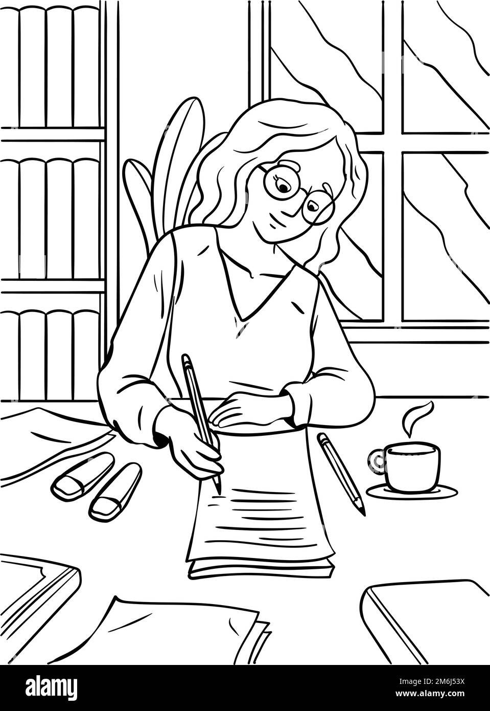 Author Coloring Page for Kids Stock Vector Image & Art - Alamy
