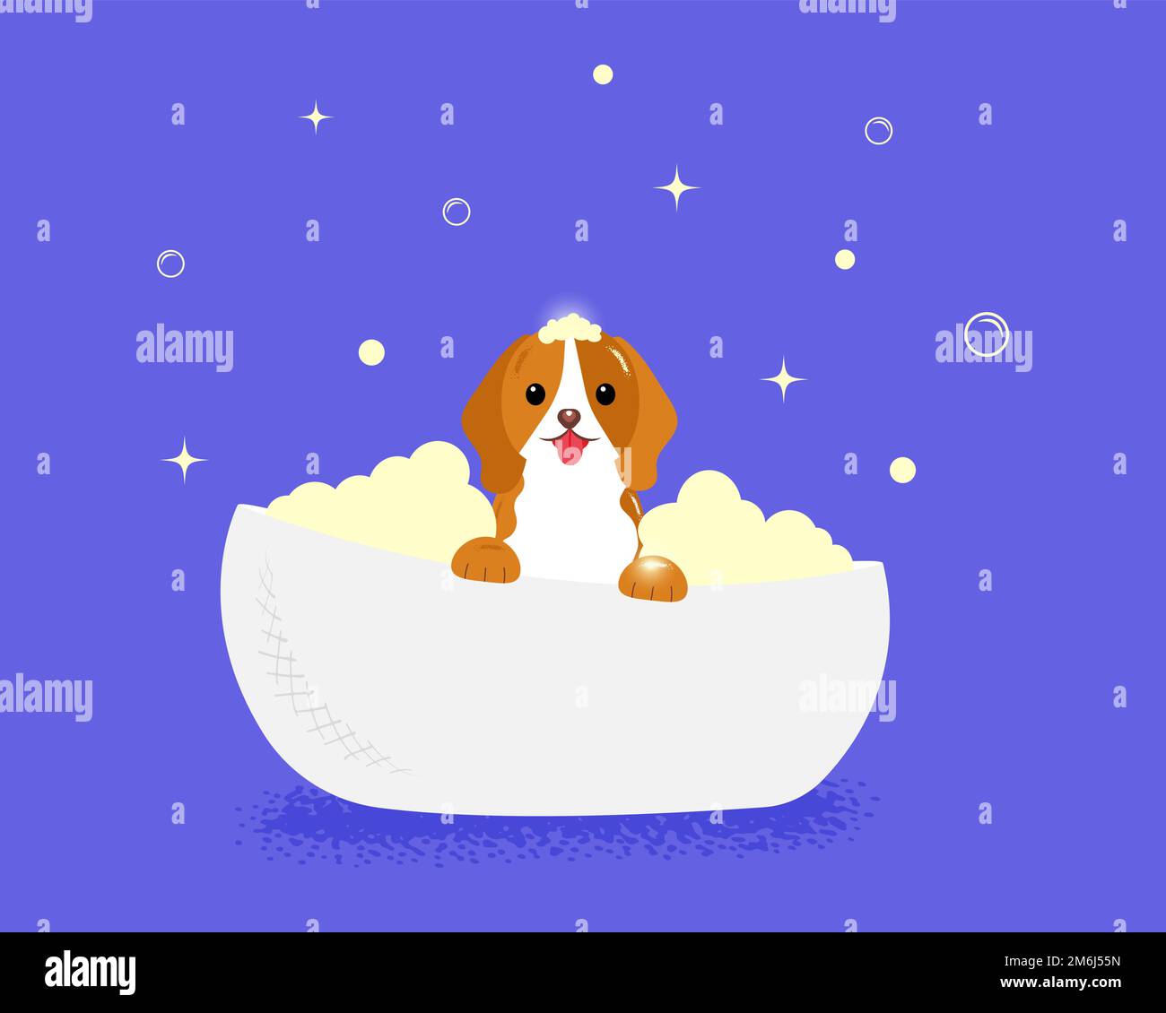 Banner group of cute dog with bubble in flat vector style. pet care ...