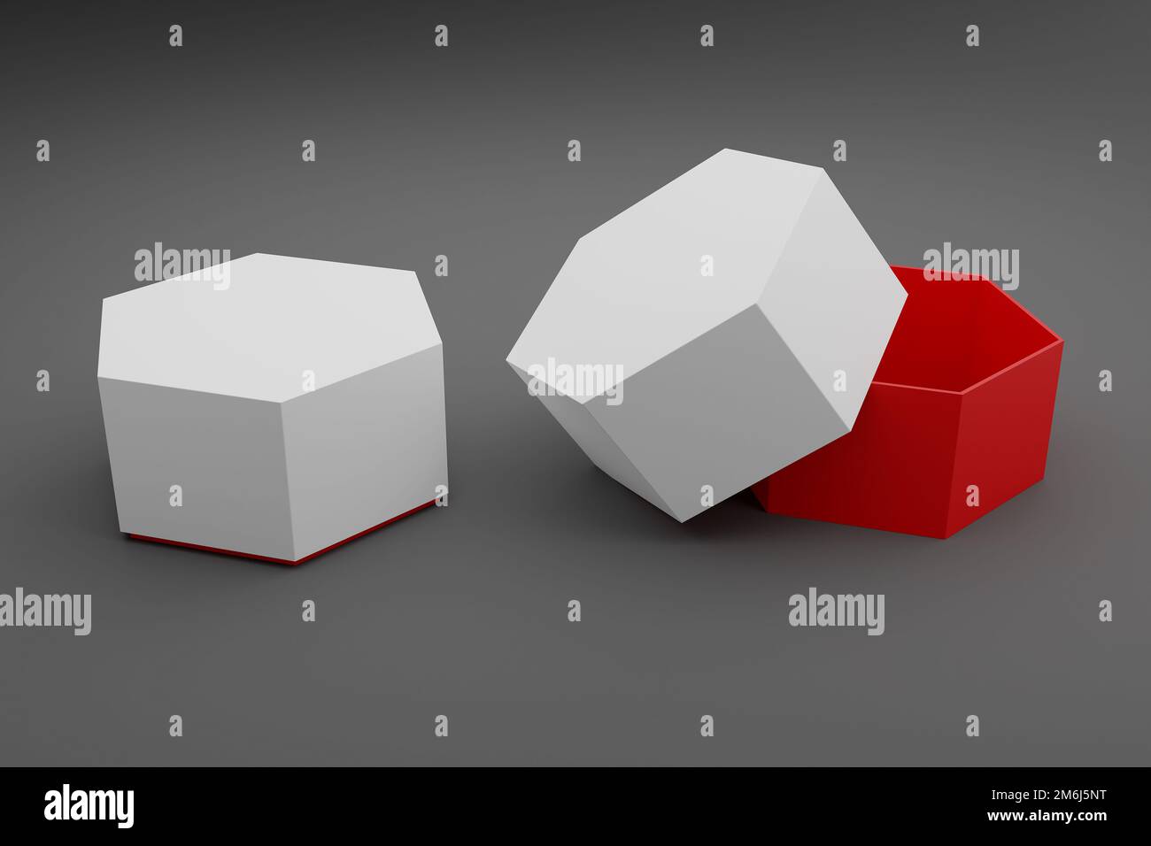 Blank Empty White Hexagon Red Jewelry or Watch Box For Mockup - 3D ...