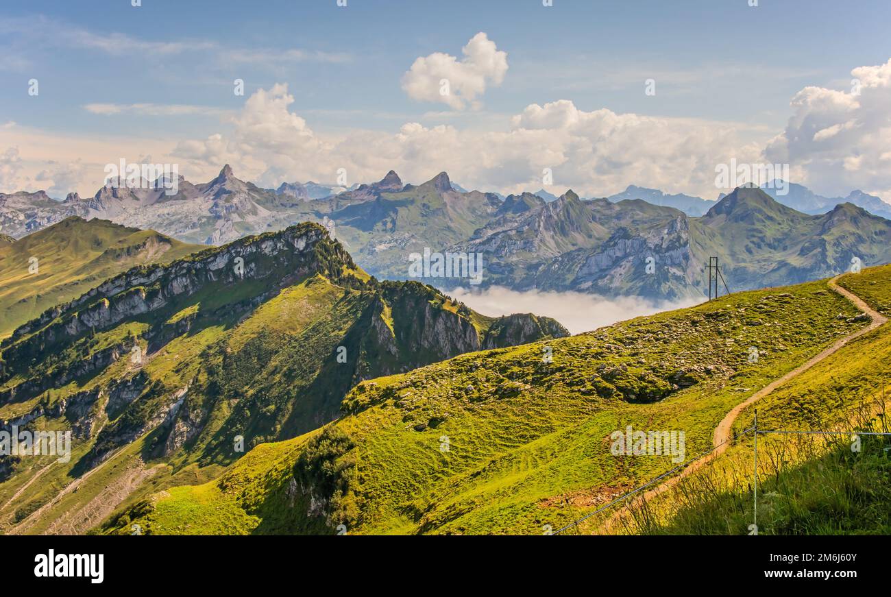 Alpine panorama Fronalpstock, Switzerland Stock Photo - Alamy