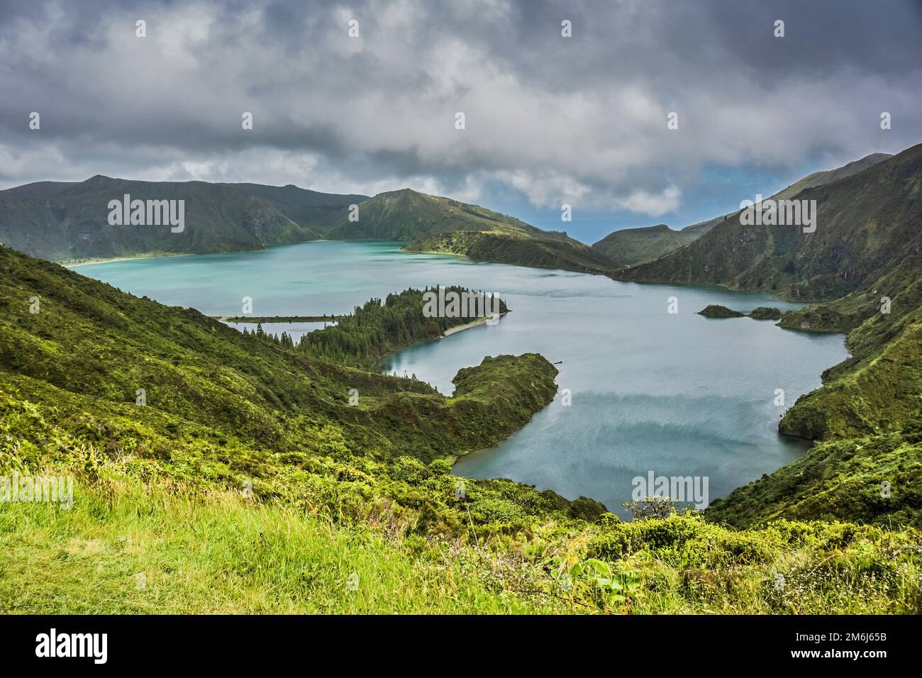 Typical crater lake in Azores - Portugal Stock Photo - Alamy