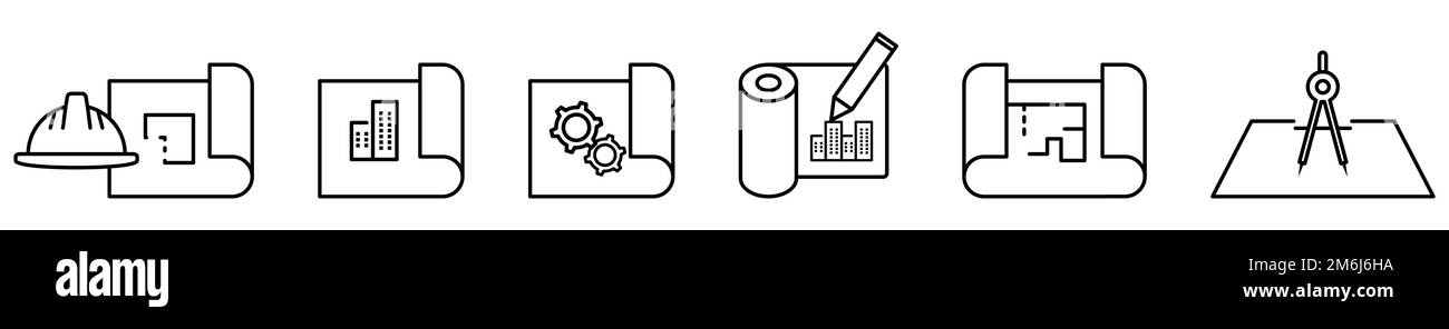 Set of engineering drawing icons. Design can use for web and mobile app ...