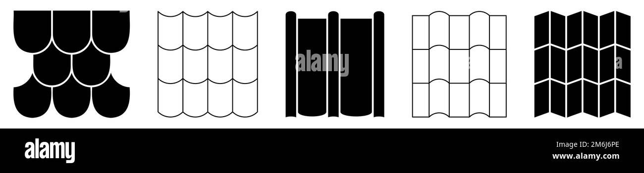 Set of roof tiles. Vector illustration isolated on white background ...