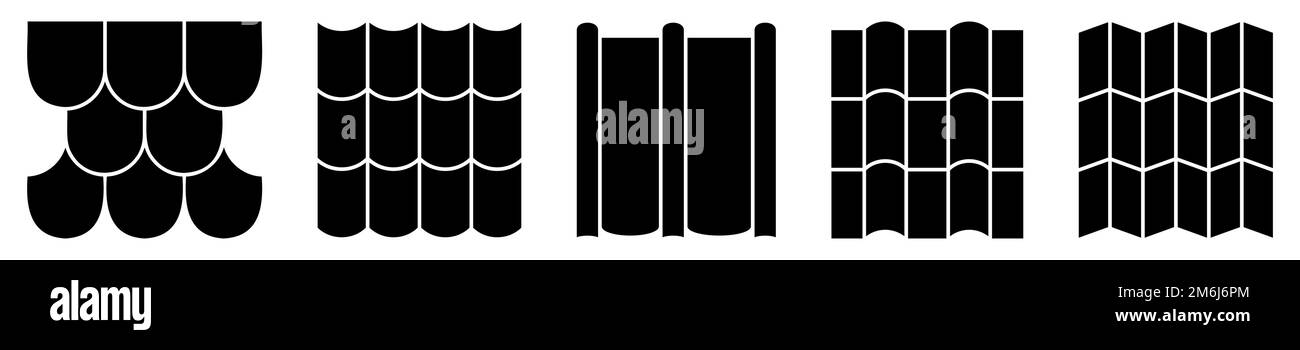 Set of roof tile icons. Vector illustration isolated on white background Stock Vector Image ...