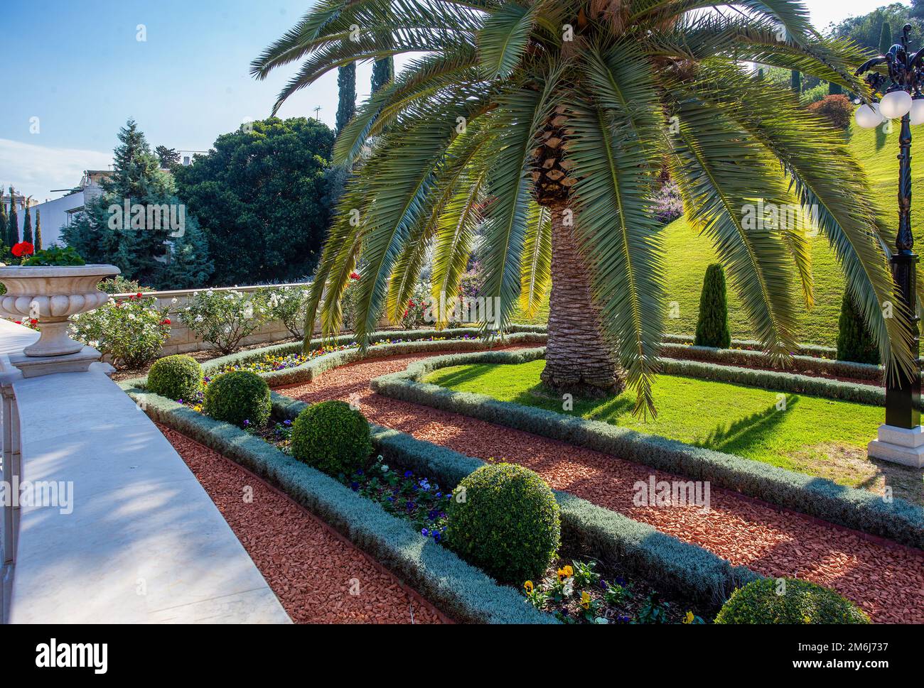 Fantastic view of the terraces of the Shrine of the Bab, the Bahai ...
