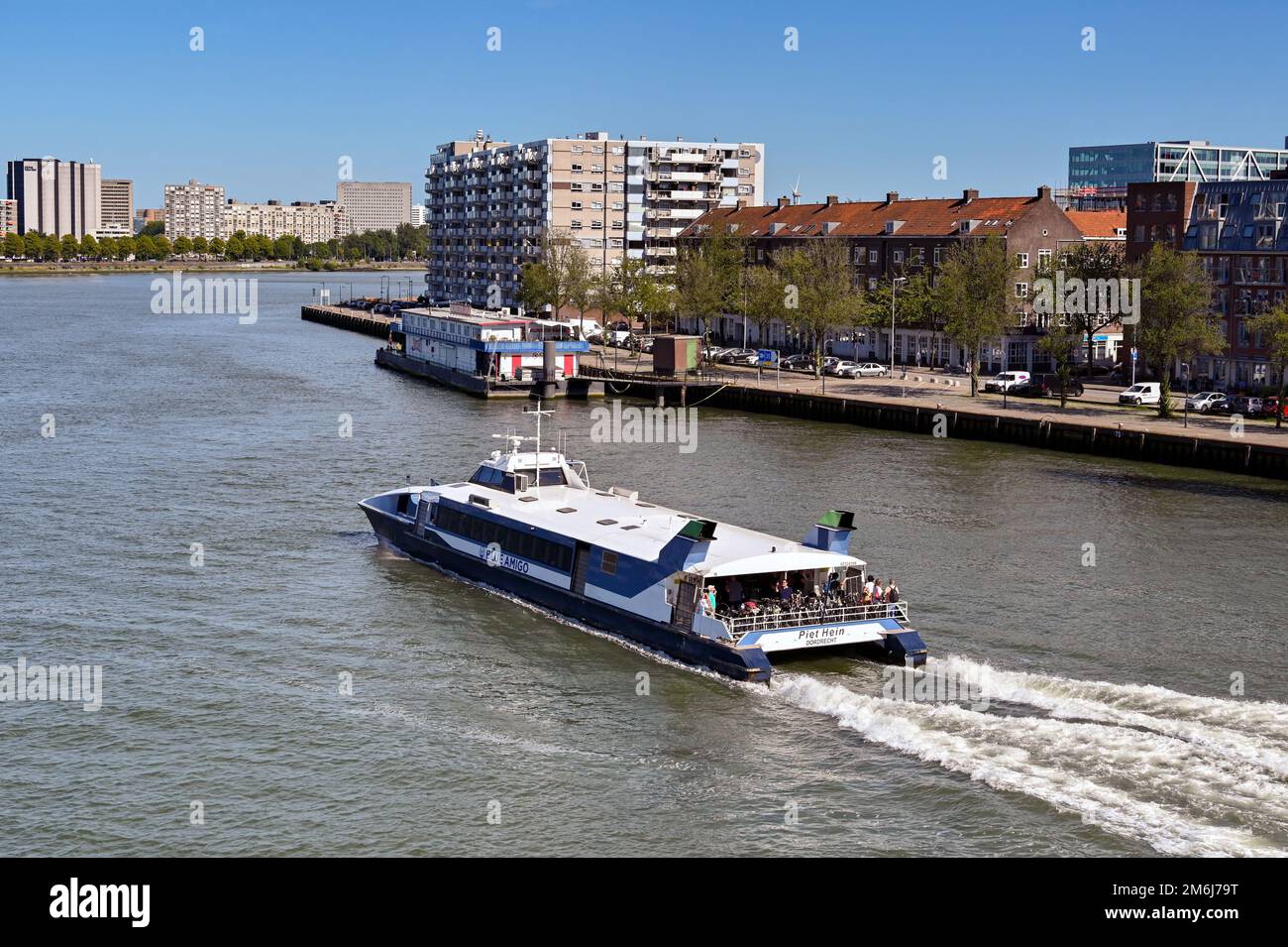 Rotterdam, Netherlands - August 2022: Water taxi on the Nieuwe Maas ...