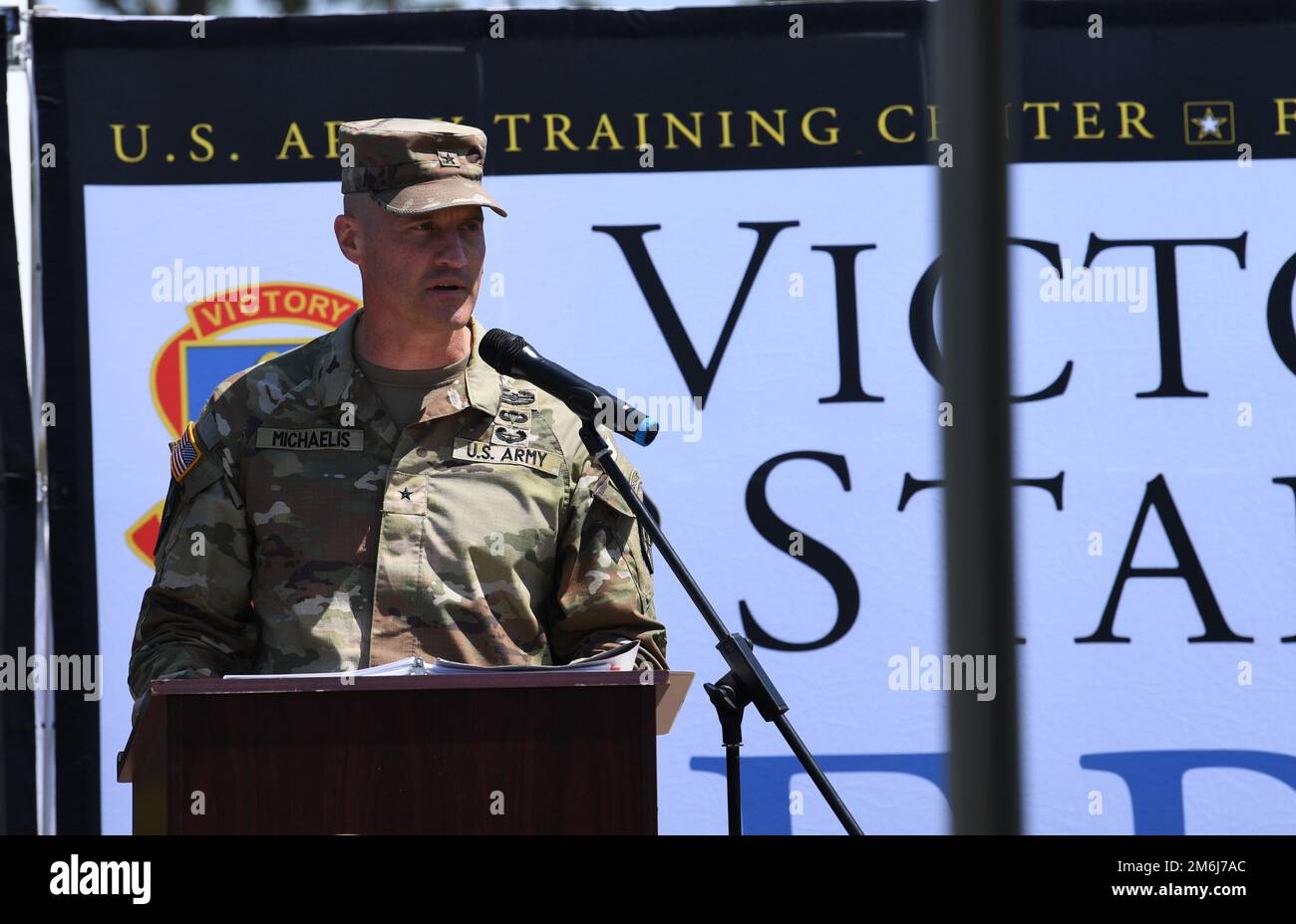 Brig. Gen. Patrick R. Michaelis gives opening remarks during Fort ...