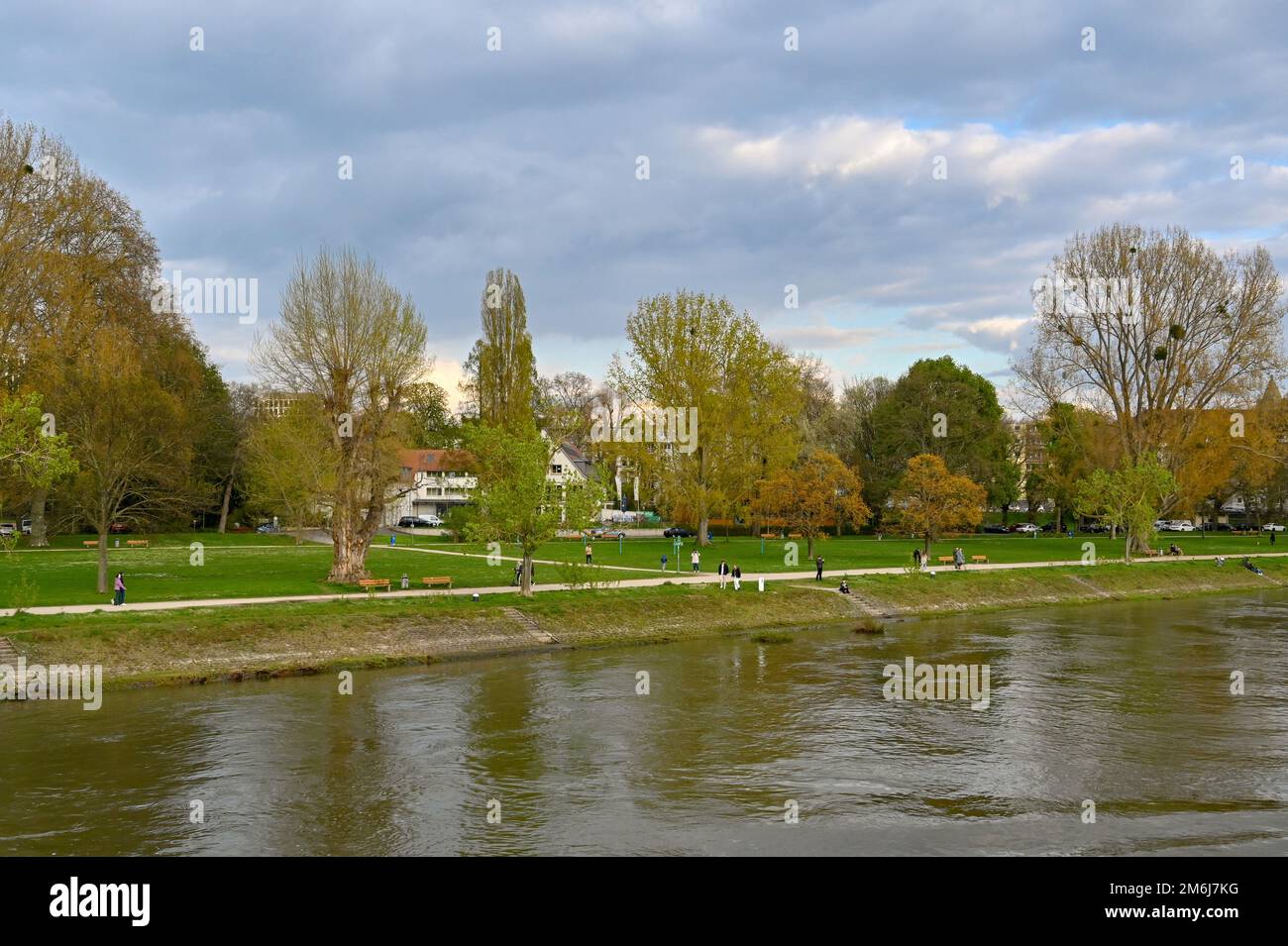 Mannheim, Germany - April 2022: People in one of the city's public ...