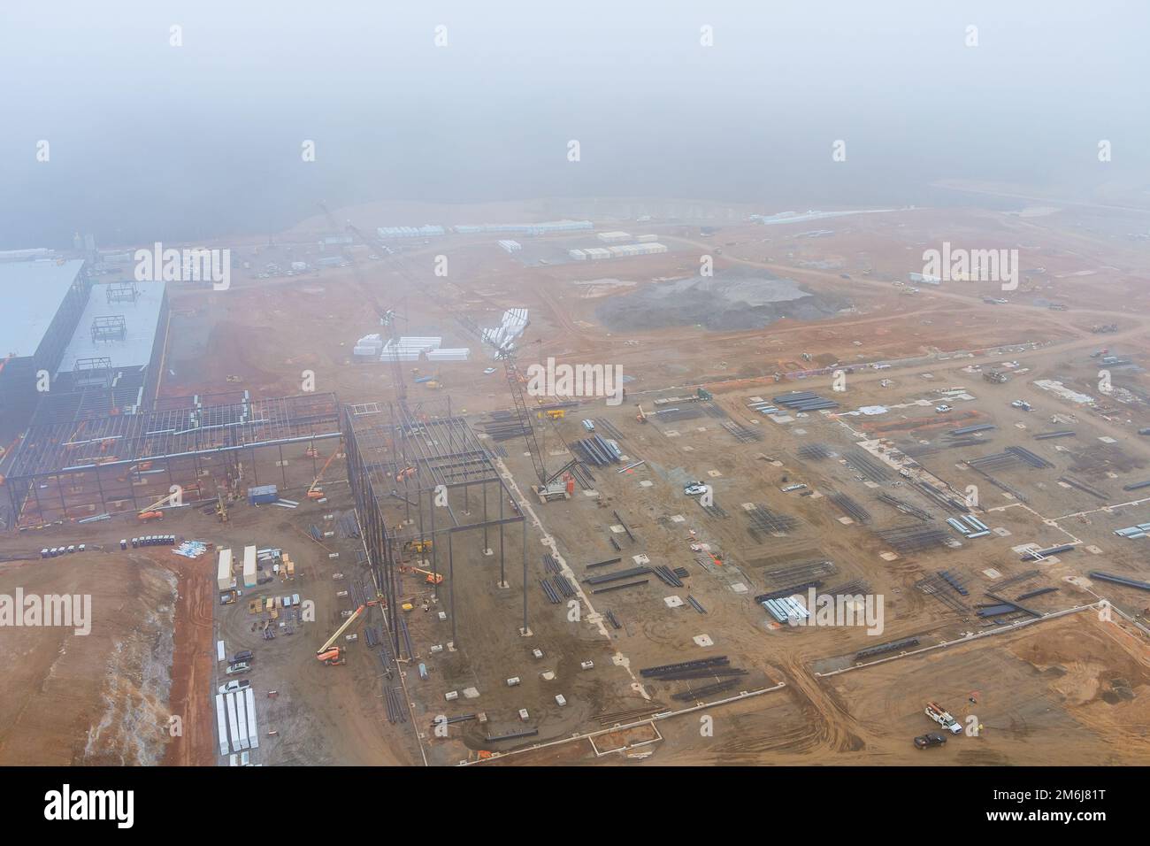 Construction site in when there is heavy fog an ground during use of ...
