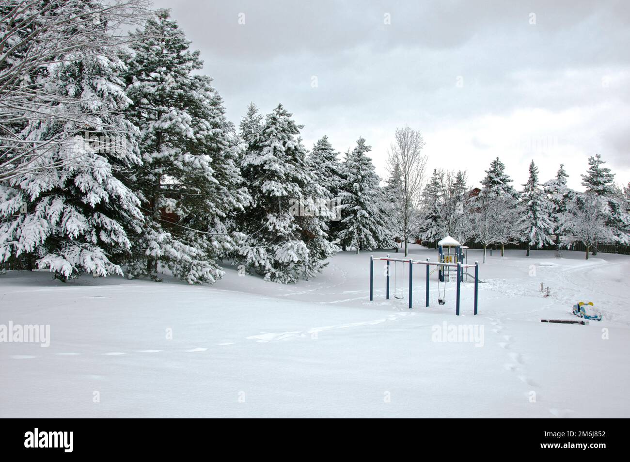 Recreation zone for children covered with heavy snow Stock Photo - Alamy