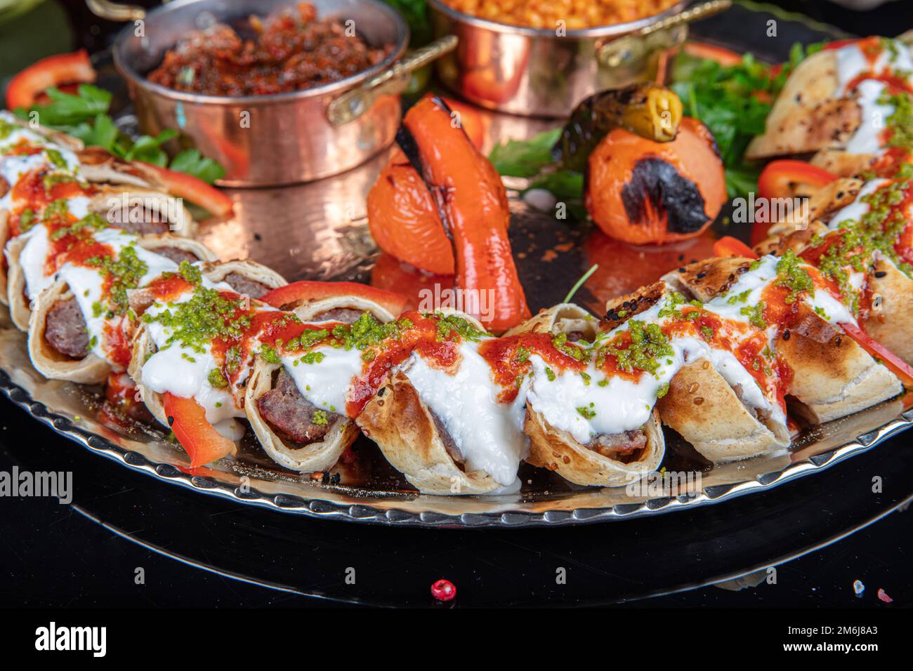 Traditional Turkish Cuisine Sarma Beyti Kebab. Turkish and Arabic Traditional Ramadan Food Kebap ...